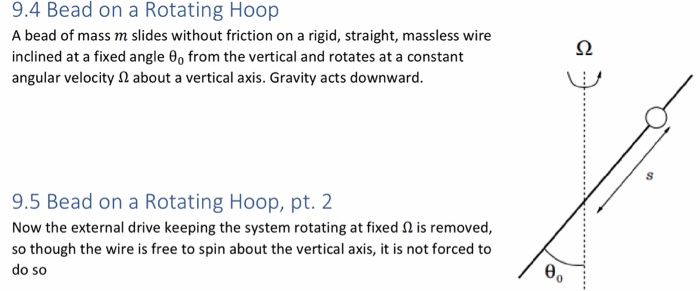 Solved 9.4 Bead on a Rotating Hoop A bead of mass m slides | Chegg.com