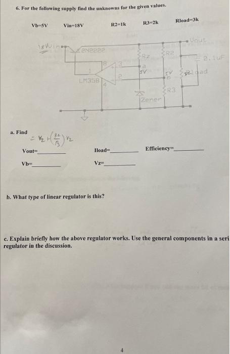 Solved 6. For the following supply find the unknowns for the | Chegg.com