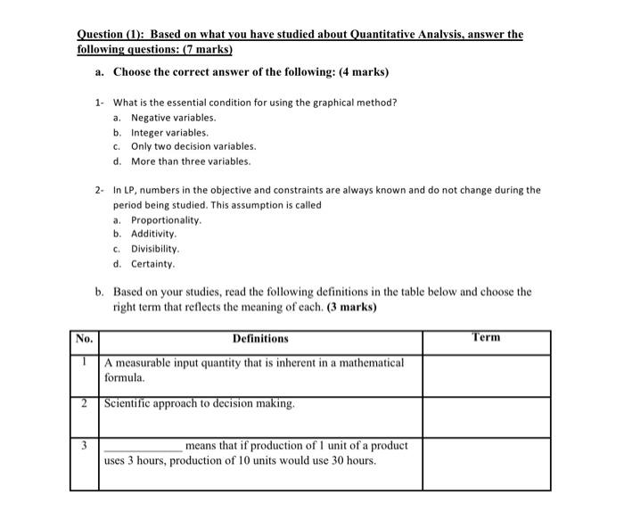 Solved Question (1): Based on what you have studied about | Chegg.com