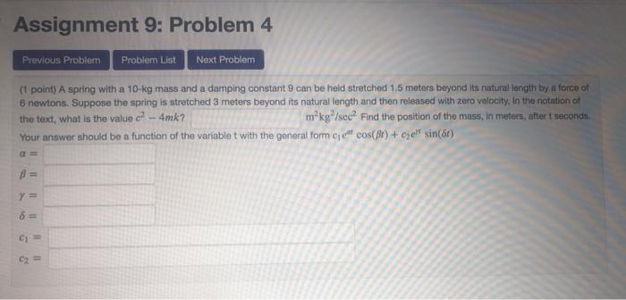Solved Assignment 9 Problem 4 Previous Problem Problem List 3790