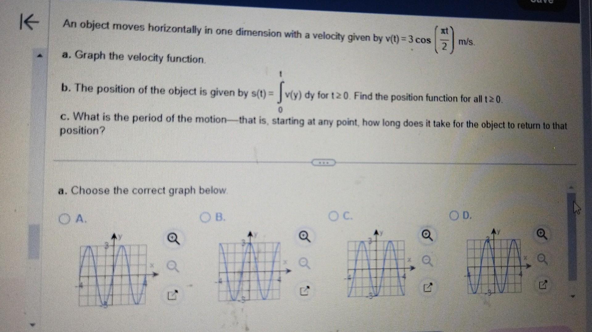Solved An object moves horizontally in one dimension with a | Chegg.com