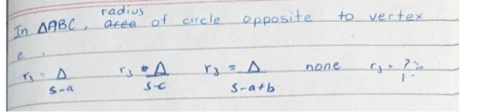 Solved In ABC, area of circle opposite to vertex | Chegg.com