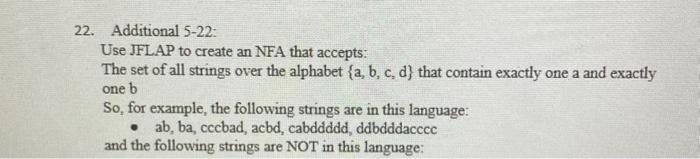 Solved 22. Additional 5-22: Use JFLAP to create an NFA that | Chegg.com
