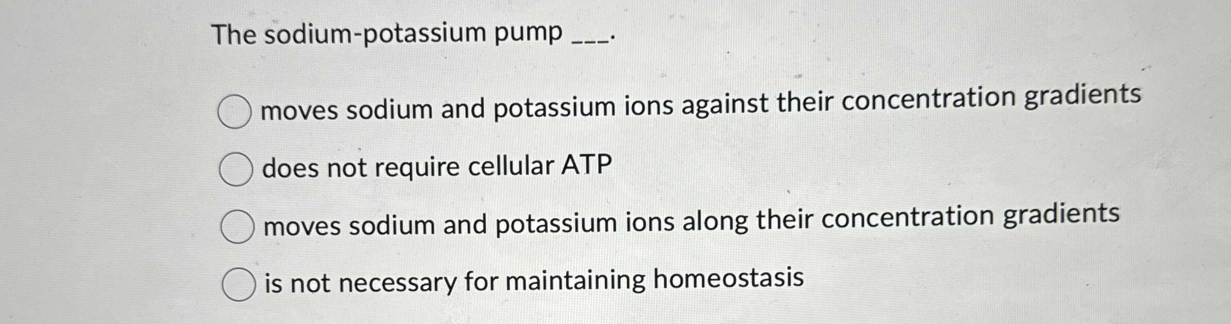 Solved The sodium-potassium pumpmoves sodium and potassium | Chegg.com