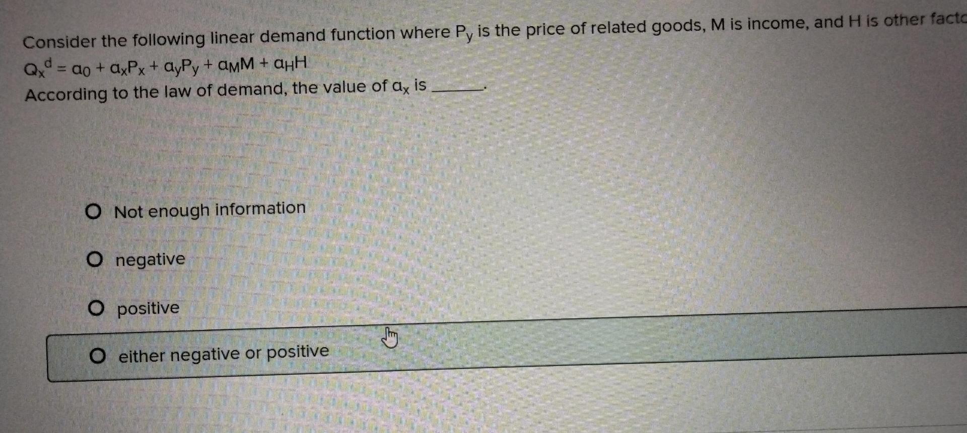 Solved Consider the following linear demand function where | Chegg.com
