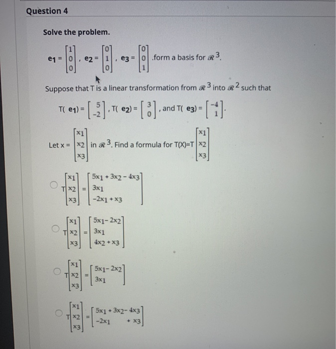Solved Question 4 Solve the problem e1 = 0 e2 = 11 0.form a | Chegg.com