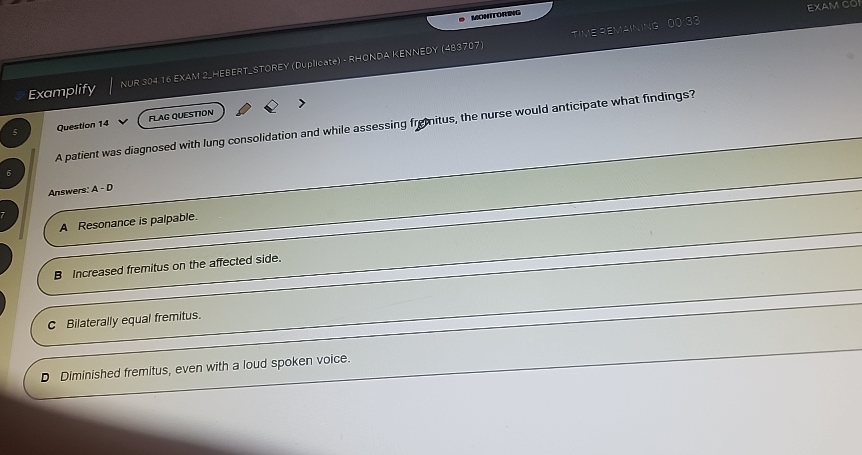 Solved MonittornseExamplifyNUR 304. 16 ﻿EXAM 2_HEBERT_STOREY | Chegg.com