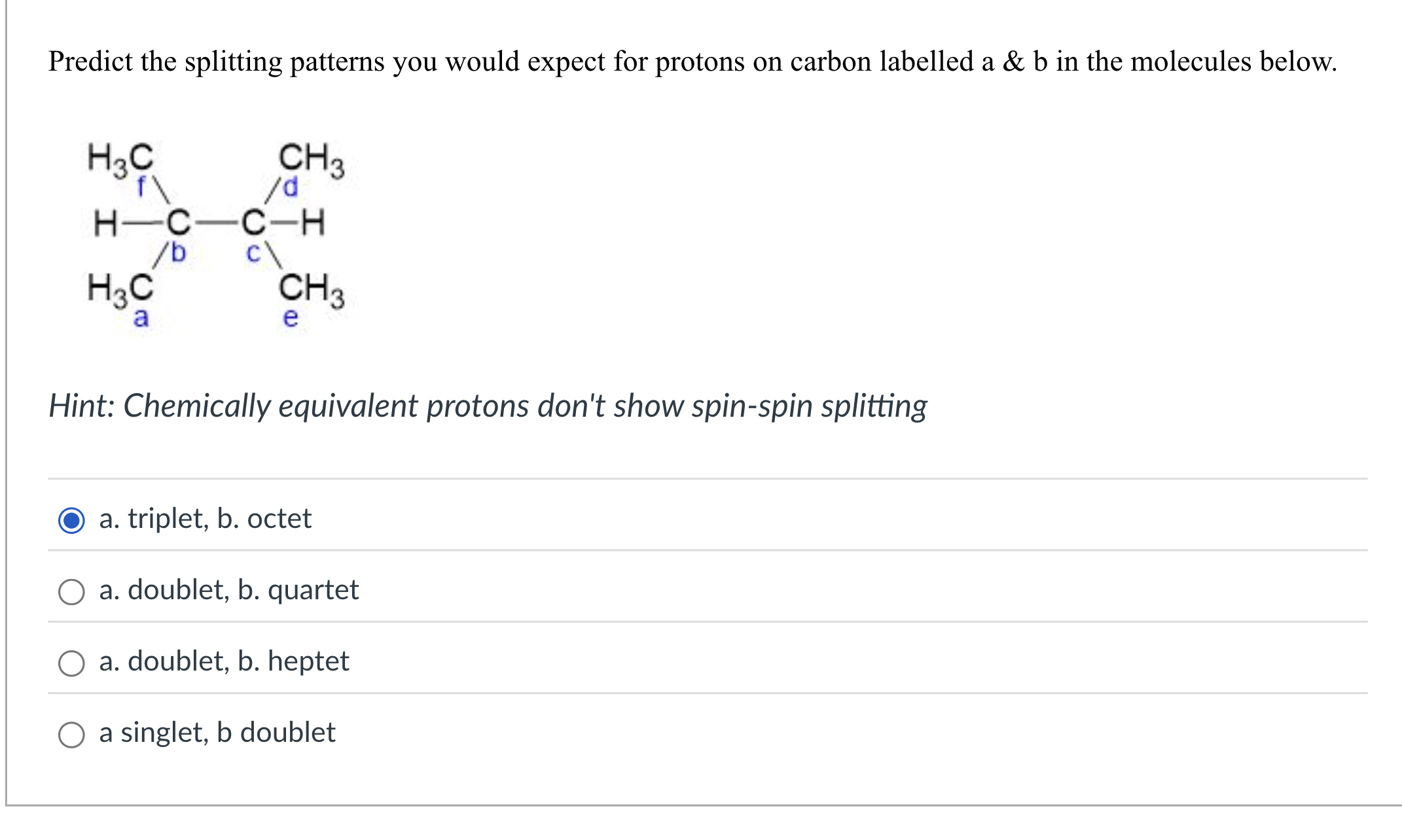 Solved Predict the splitting patterns you would expect for | Chegg.com