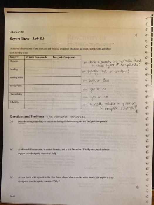 Solved Laboratory D3 Report Sheet - Lab D3 From your | Chegg.com