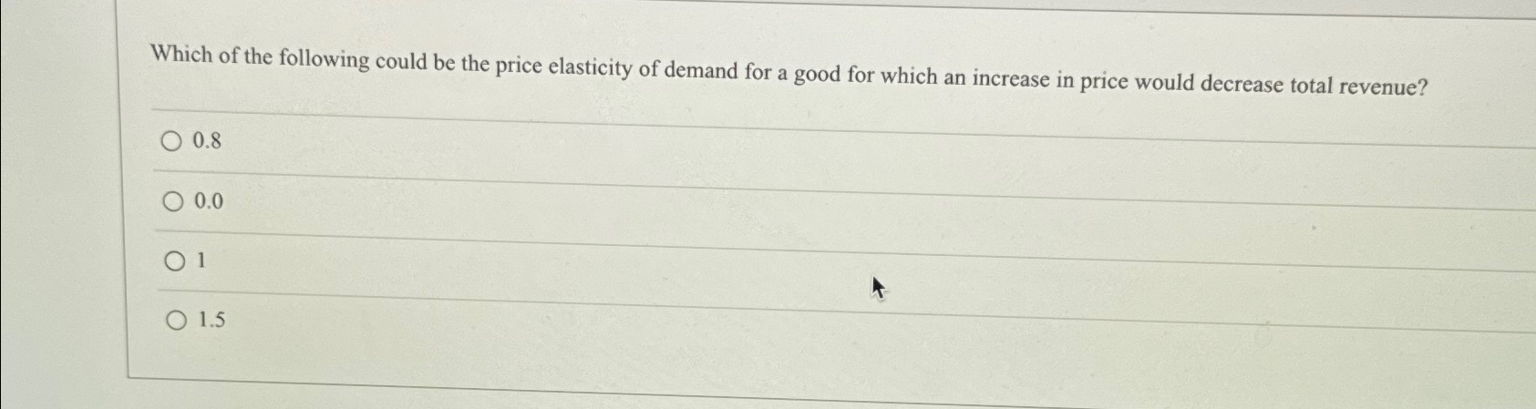 Solved Which of the following could be the price elasticity | Chegg.com