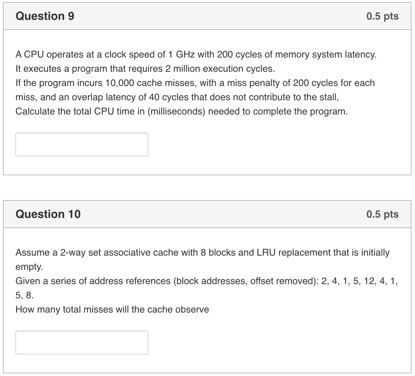 Solved Question 9A CPU operates at a clock speed of 1GHz | Chegg.com