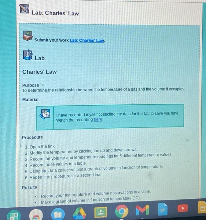 Solved Lab: Charles' Law Submit your work Lab: Charles' Law. | Chegg.com