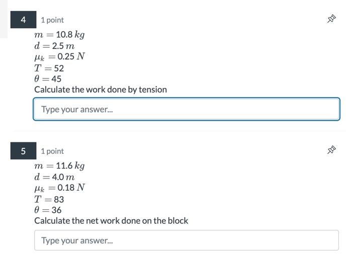 Solved A block of mass m moves to the right a displacement d | Chegg.com