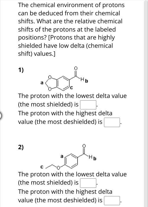 Solved The chemical environment of protonscan be deduced | Chegg.com