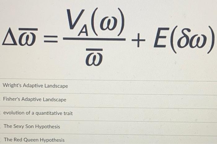 Solved Δω () + E(80) ω Wright's Adaptive Landscape Fisher's | Chegg.com