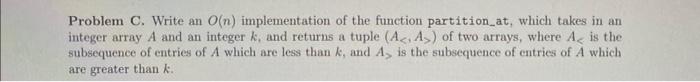 Solved Problem D. Let quickselect be the function which | Chegg.com