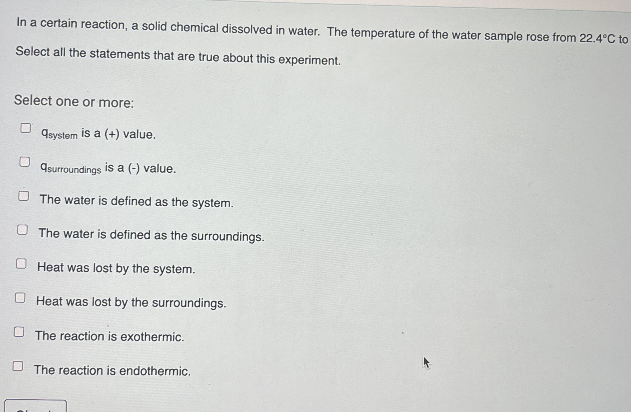Solved In a certain reaction, a solid chemical dissolved in | Chegg.com