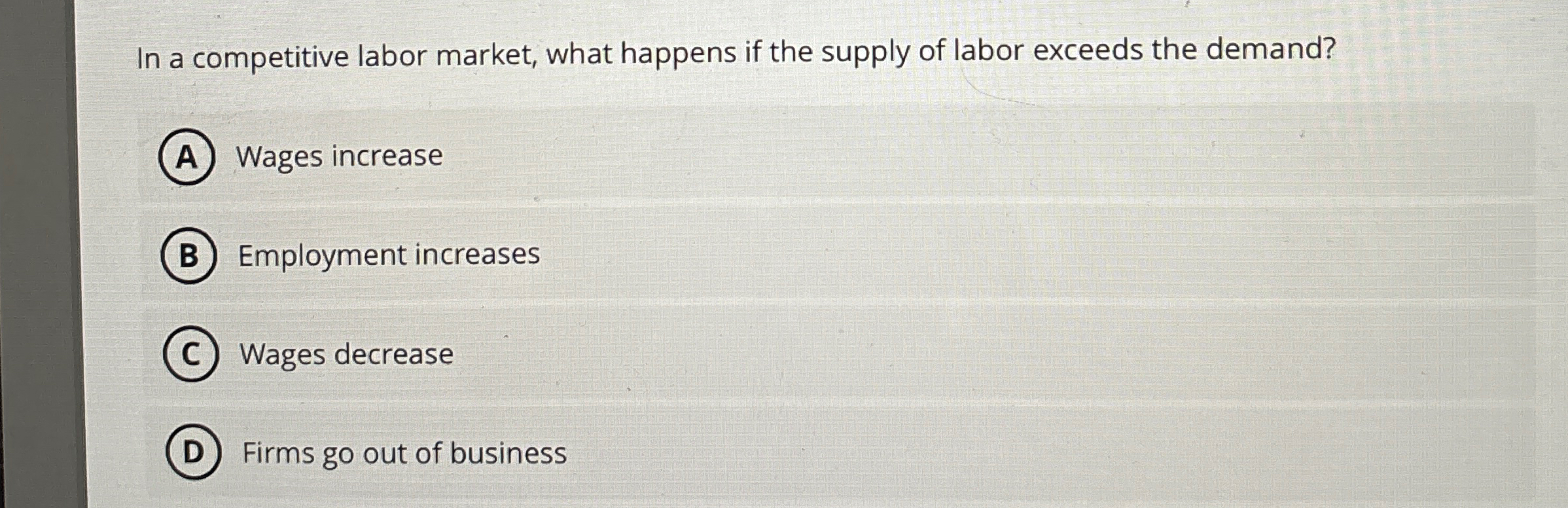 Solved In a competitive labor market, what happens if the | Chegg.com