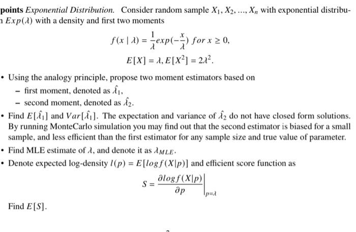 Solved points Exponential Distribution. Consider random | Chegg.com