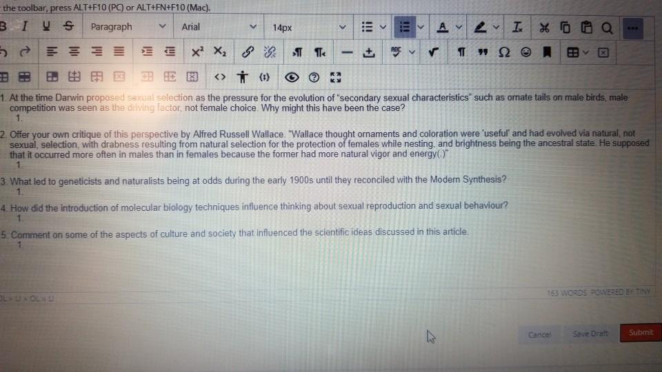 Solved the toolbar, press ALT+F10 (PC) or ALT+FN+F10 (Mac). | Chegg.com