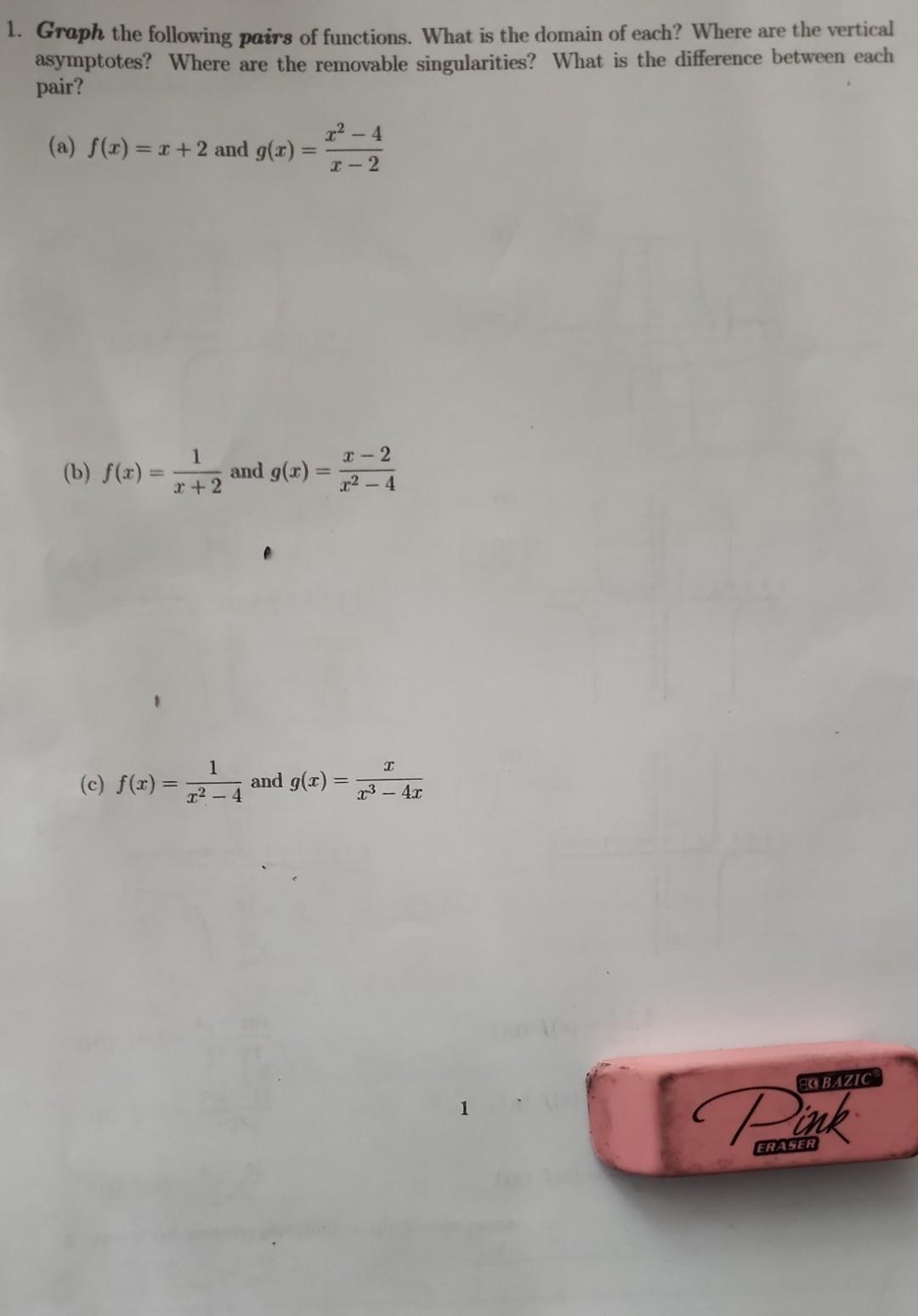Solved 1. Graph the following pairs of functions. What is | Chegg.com