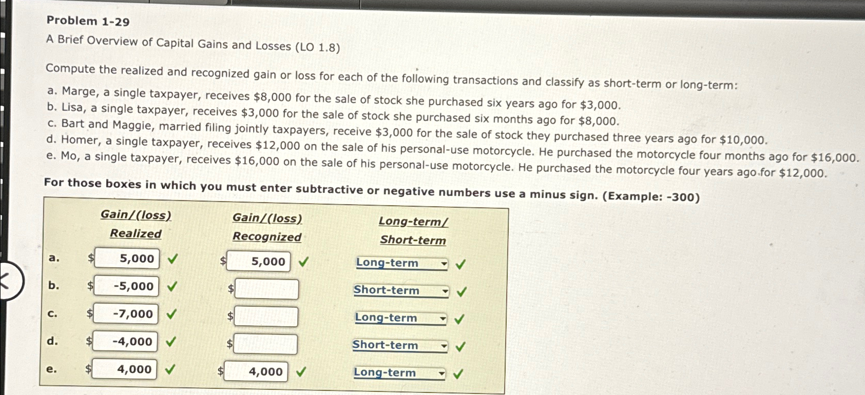 Solved Problem 1-29A Brief Overview of Capital Gains and | Chegg.com