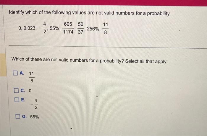 Solved Identify which of the following values are not valid | Chegg.com