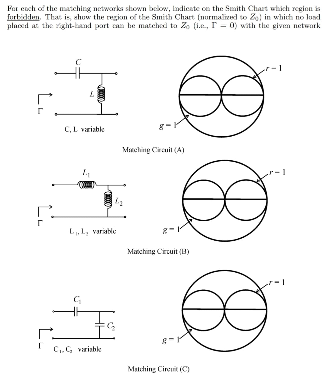 For each of the matching networks shown below, | Chegg.com