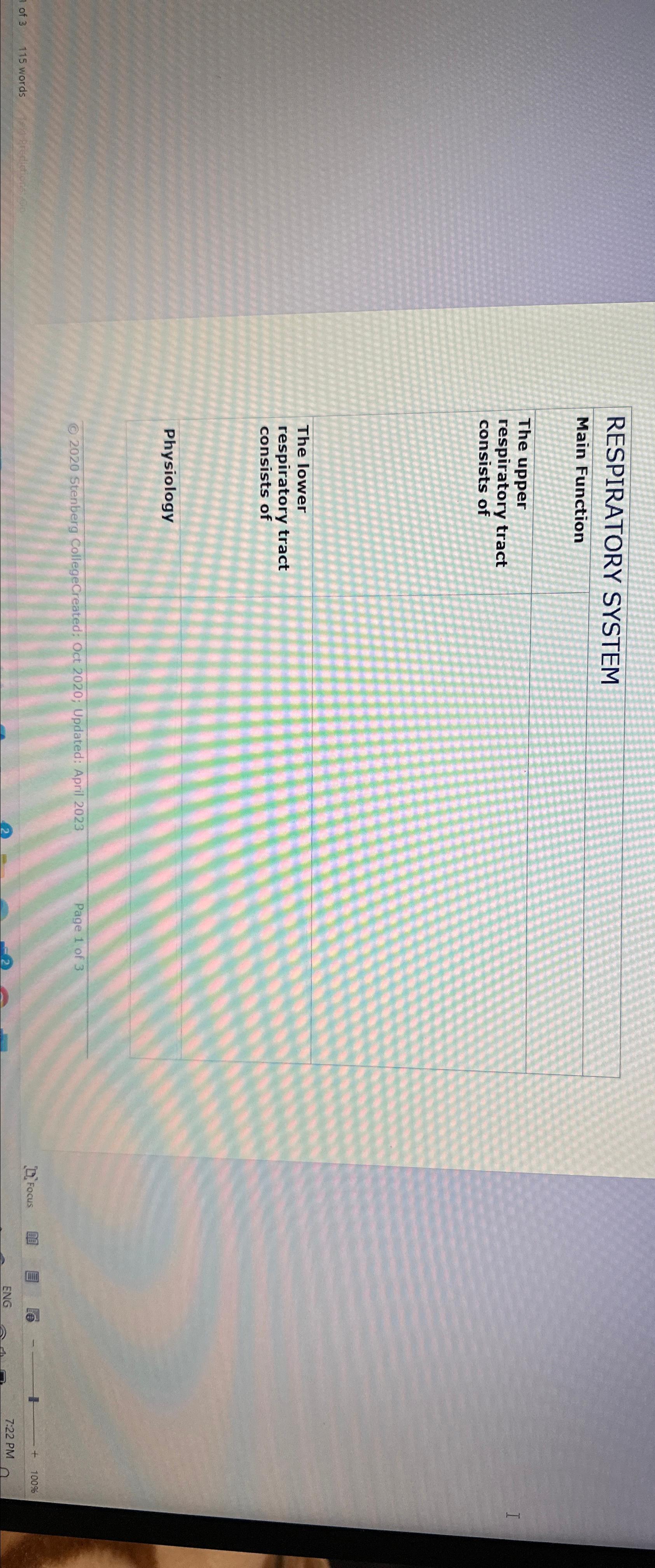 Solved RESPIRATORY SYSTEMMain FunctionThe upperrespiratory | Chegg.com