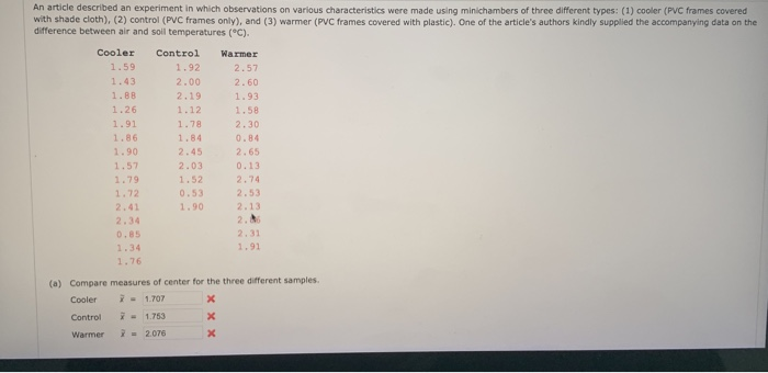 Solved An article described an experiment in which | Chegg.com