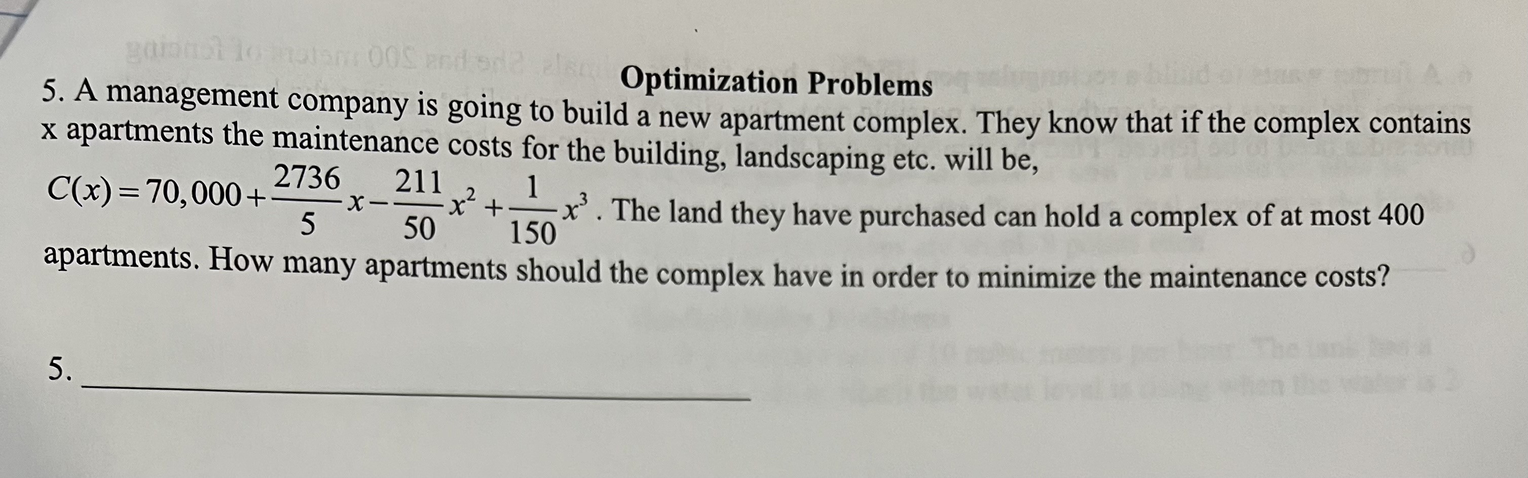 Solved Optimization ProblemsA management company is going to | Chegg.com