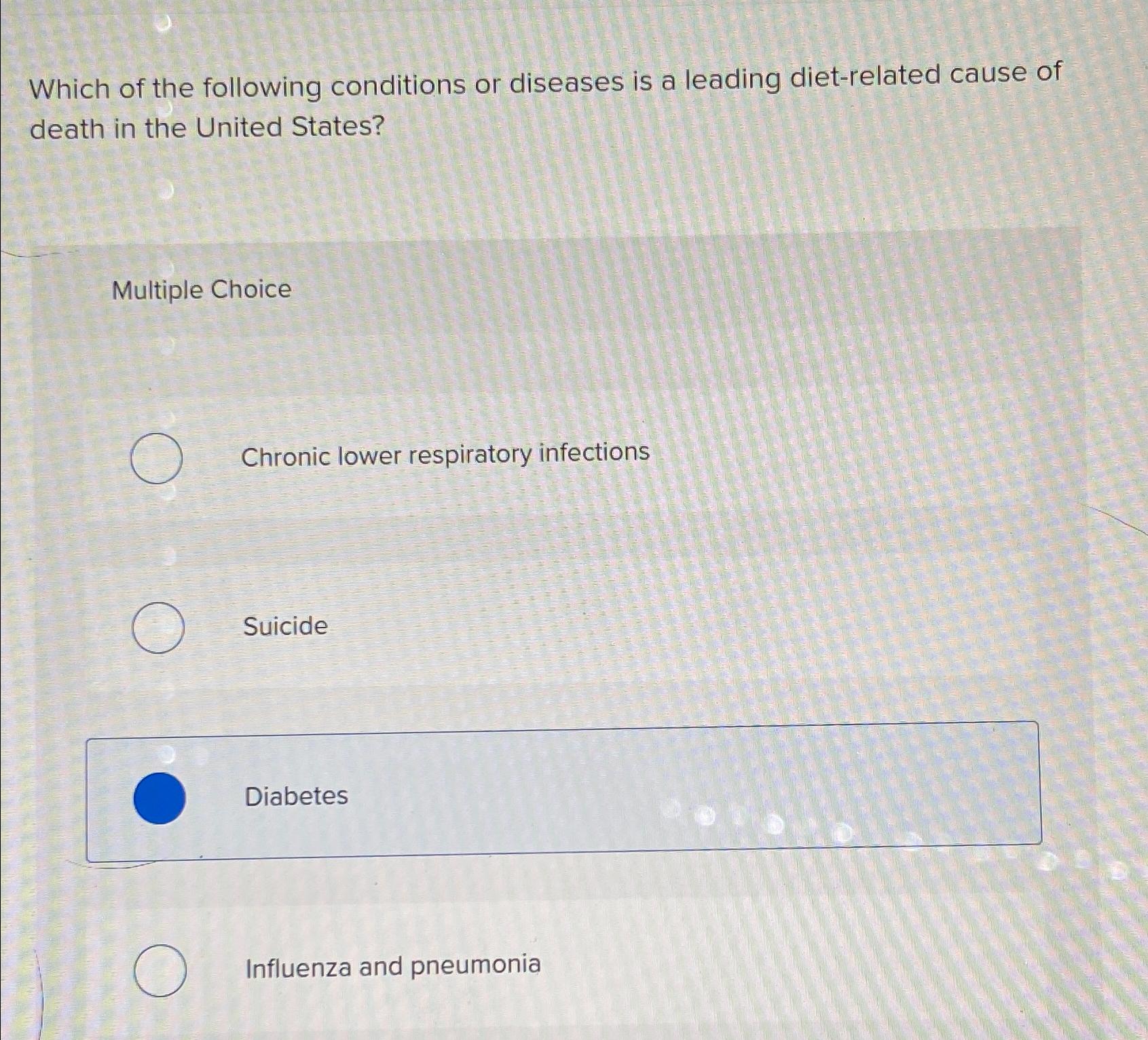 Solved Which of the following conditions or diseases is a | Chegg.com