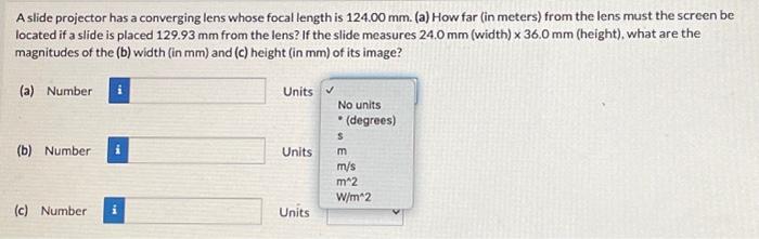 Solved A slide projector has a converging lens whose focal | Chegg.com