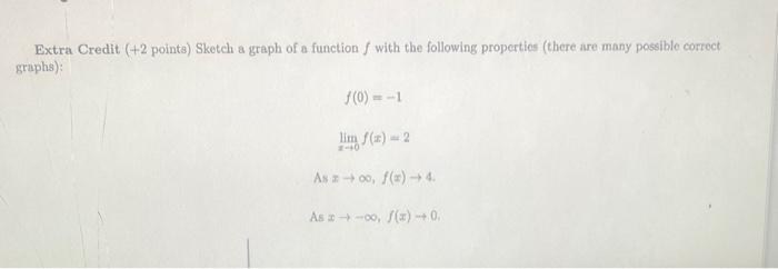 Solved Extra Credit (+2 points) Sketch a graph of a function | Chegg.com