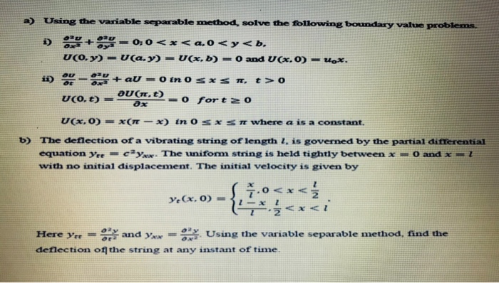Solved a) Using the variable separable method, solve the | Chegg.com