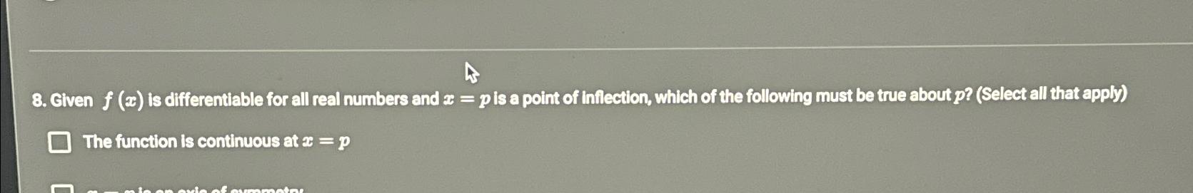 Solved Given f(x) ﻿is differentiable for all real numbers | Chegg.com