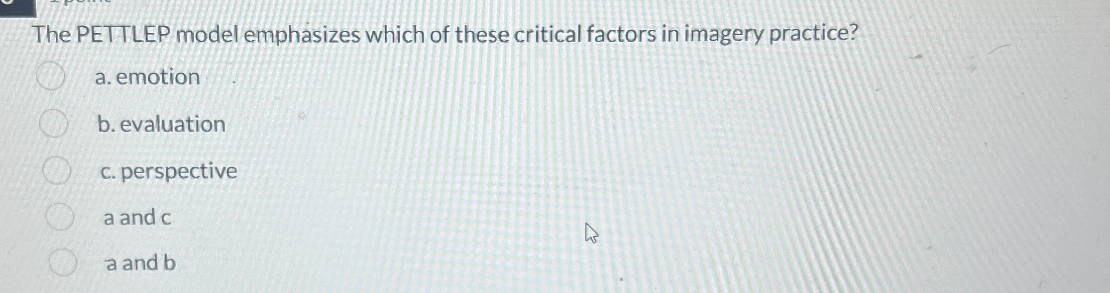Solved The PETTLEP model emphasizes which of these critical | Chegg.com