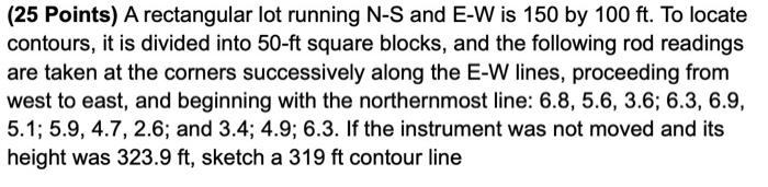 Solved (25 Points) A rectangular lot running N-S and E-W is | Chegg.com