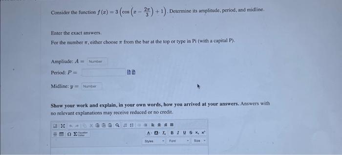 Solved Consider the function f(x)=3(cos(x−32π)+1). Determine | Chegg.com