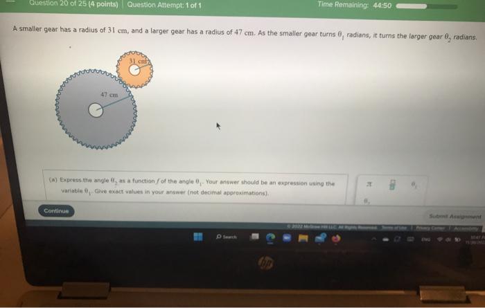 Solved A.smaller gear has a radius of 31 cm, and a larger | Chegg.com