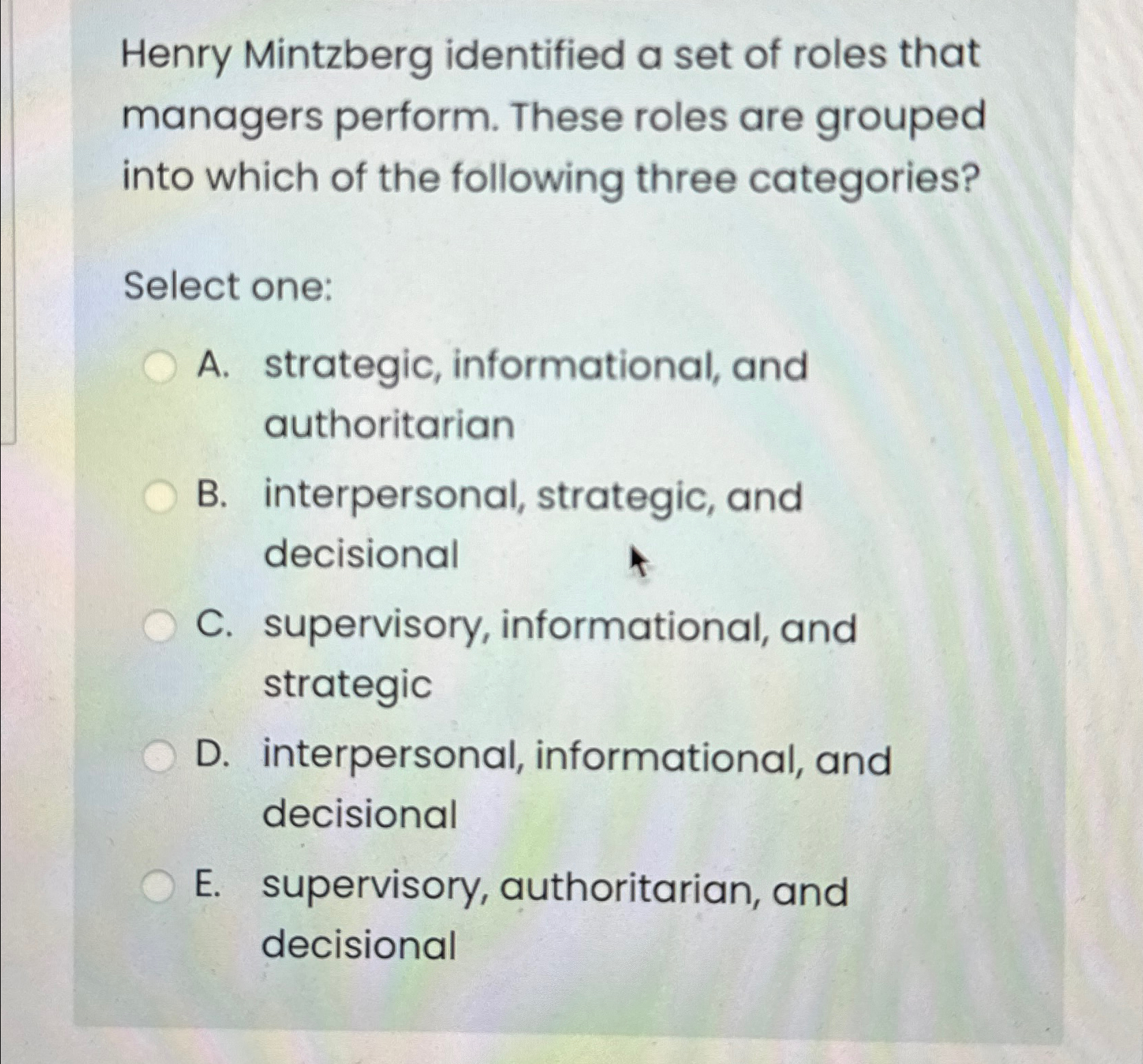 Solved Henry Mintzberg identified a set of roles that | Chegg.com