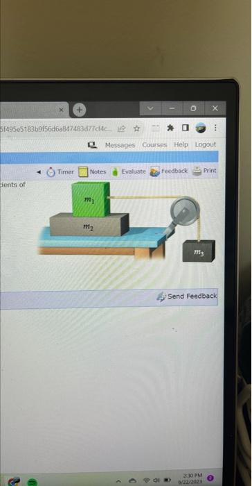 Solved As shown in the figure, two masses, m1 = 3.09 kg and | Chegg.com