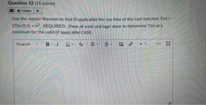 Solved Use the master theorem to find (if applicable) the | Chegg.com