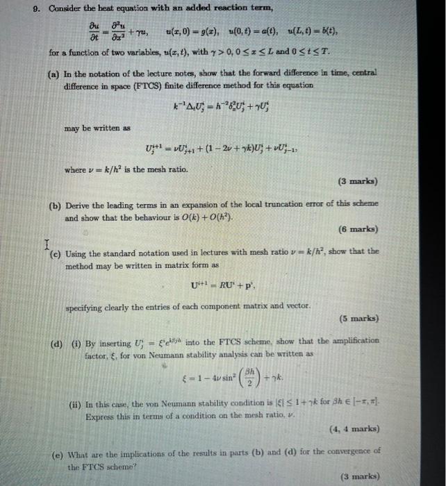 9. Consider the beat equation with an added reaction | Chegg.com
