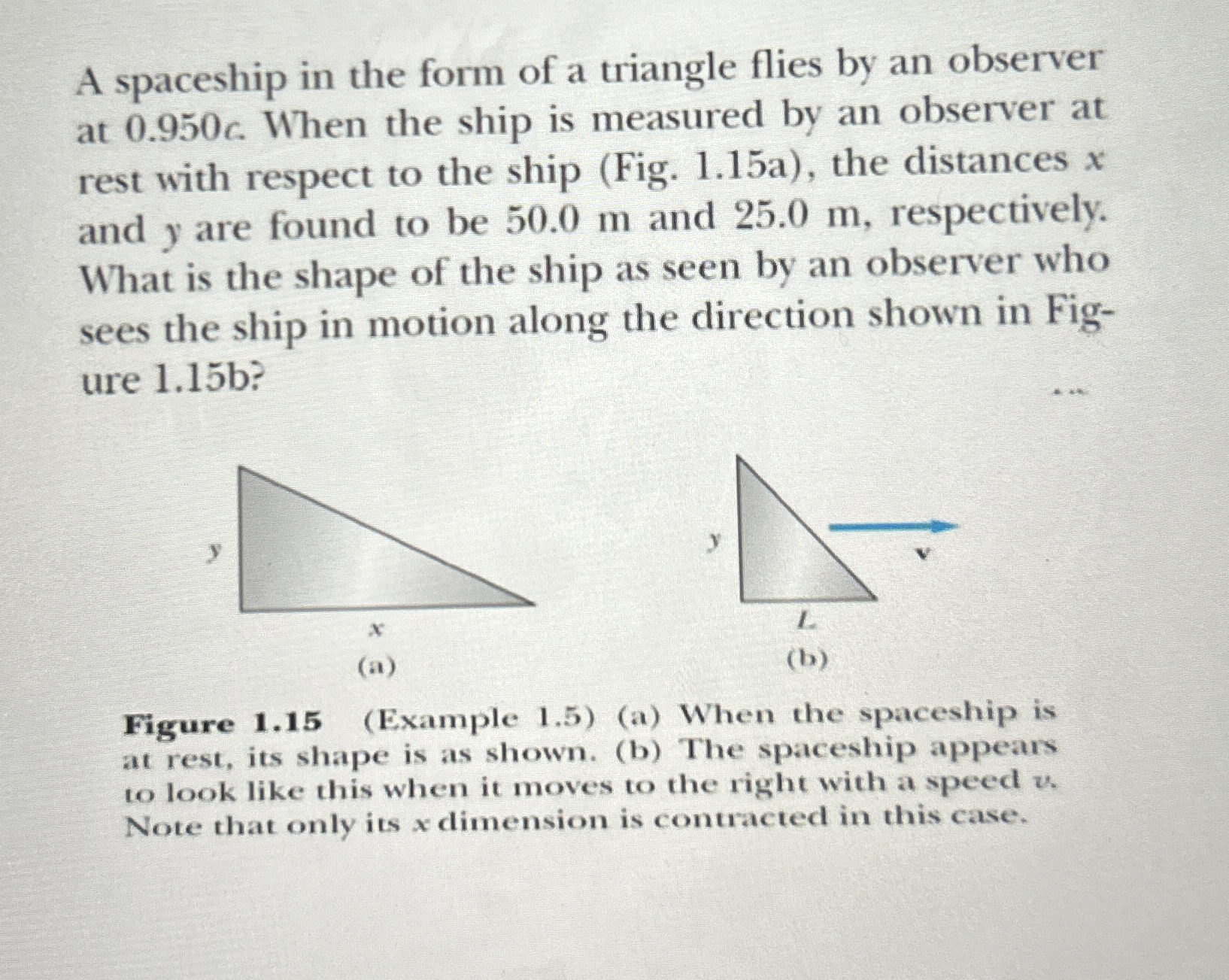 Solved A spaceship in the form of a triangle flies by an | Chegg.com