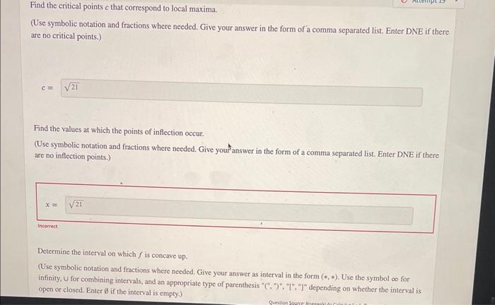 Solved pls help me find the points of inflectionneed the | Chegg.com