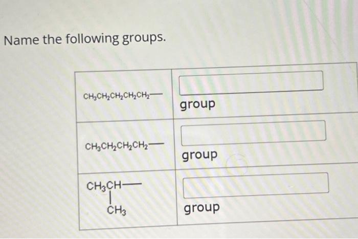 Solved Name the following groups. | Chegg.com