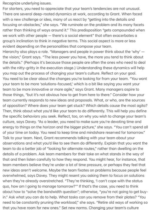 Solved Recognize underlying issues. For starters, you need | Chegg.com