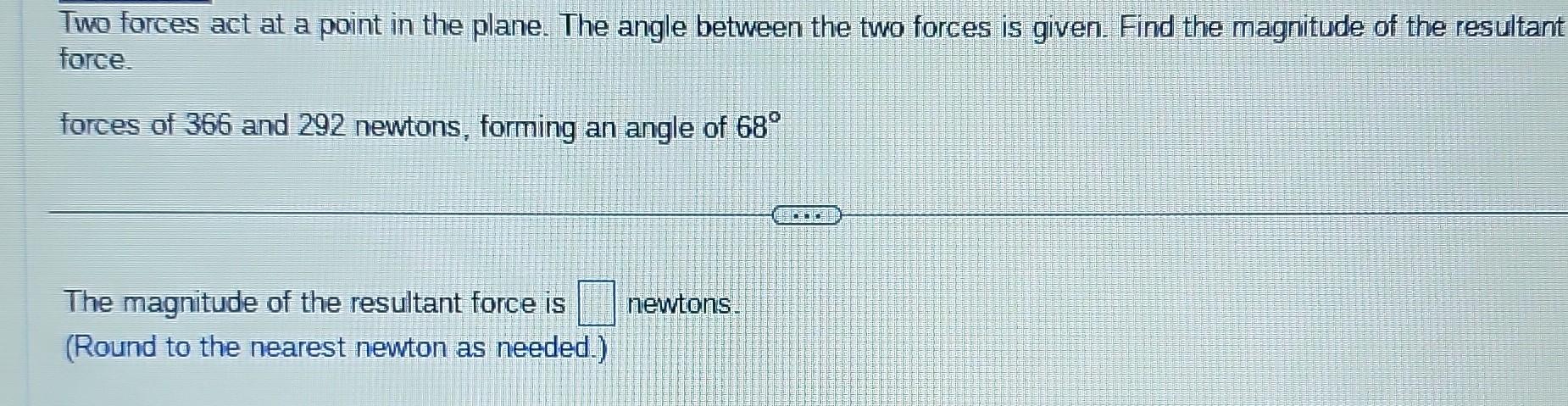 Solved Two forces act at a point in the plane. The angle | Chegg.com