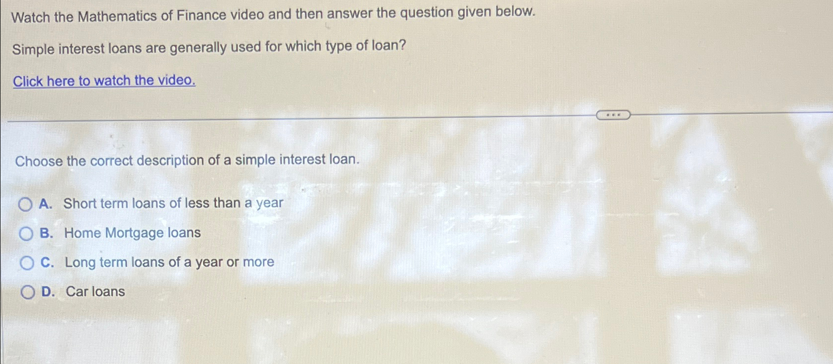 Solved Watch the Mathematics of Finance video and then | Chegg.com